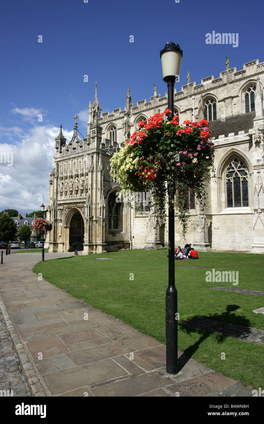 City of Gloucester, England. Lamp post adorned with a hanging flower ...