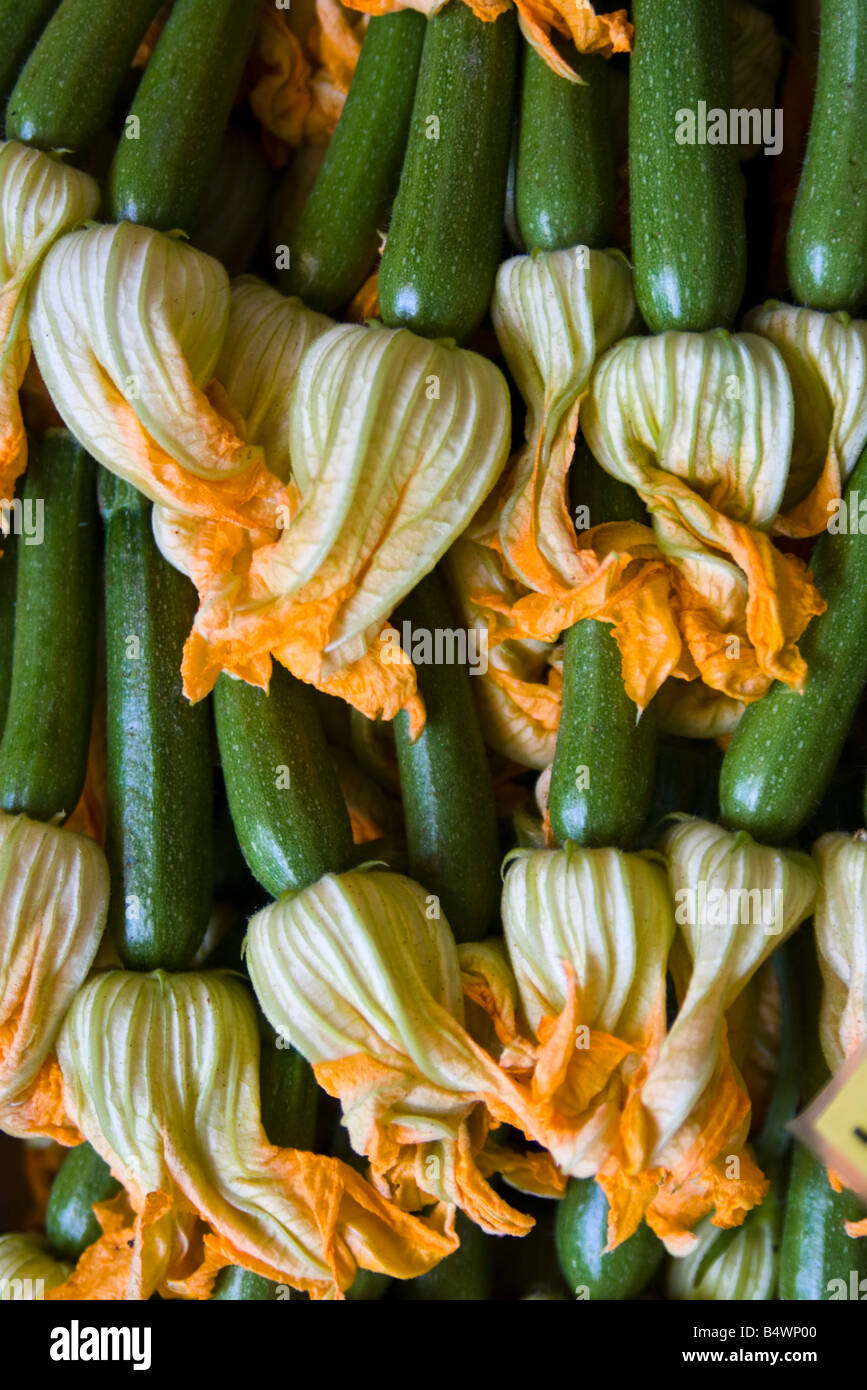 Flowering courgettes in the San Polo Market, Campo San Polo, San Polo ...