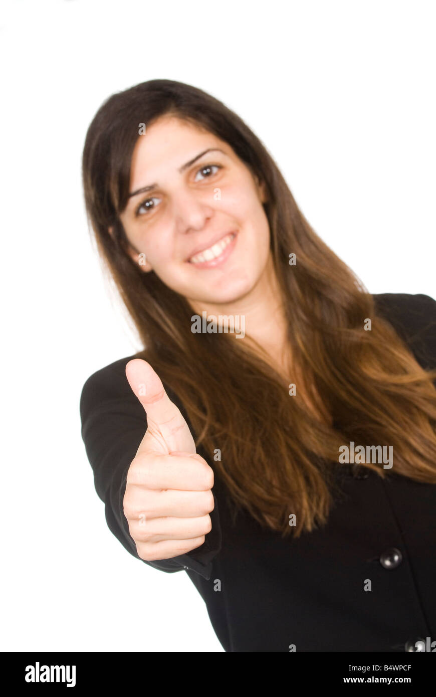Woman thumbs up Stock Photo - Alamy