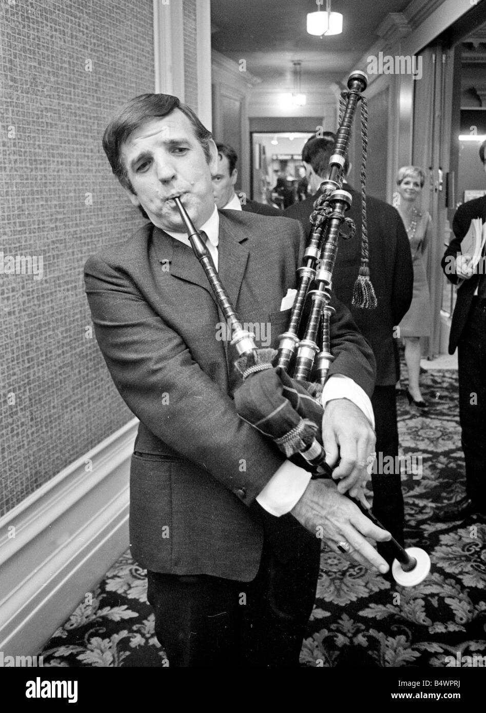 Radio DJ Alan Freeman playing the bagpipes 22nd August 1966 Neg: 1966 ...