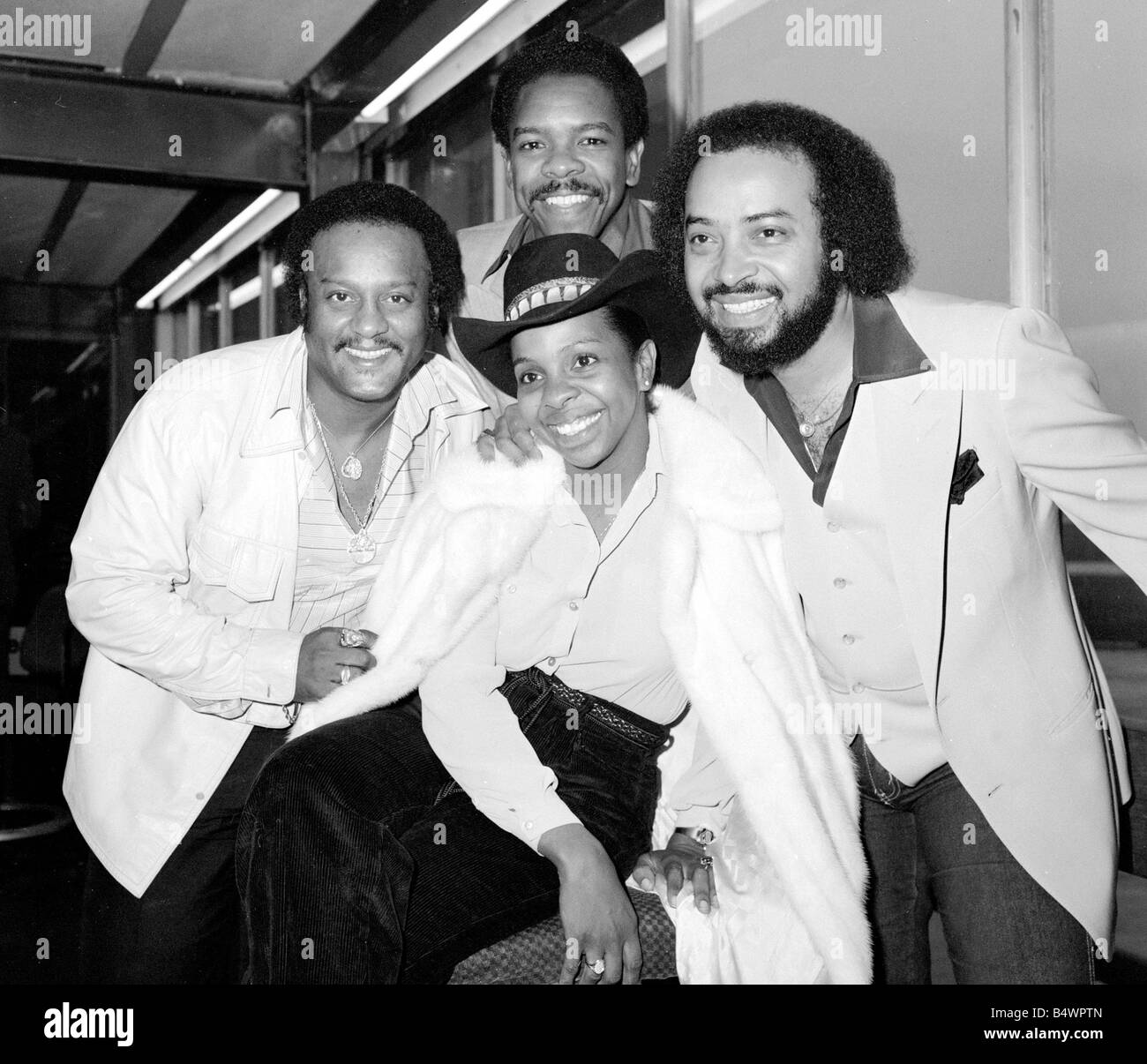 American soul singer Gladys Knight with her backing group The Pips ...
