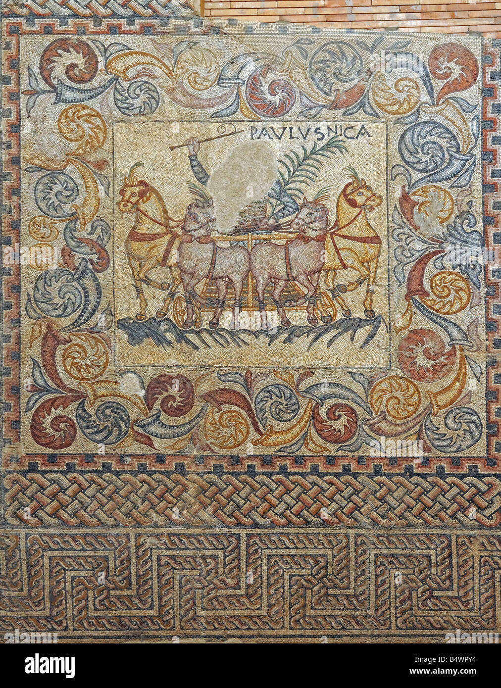 Roman mosaic design art on display National Museum of Roman Art Merida ...