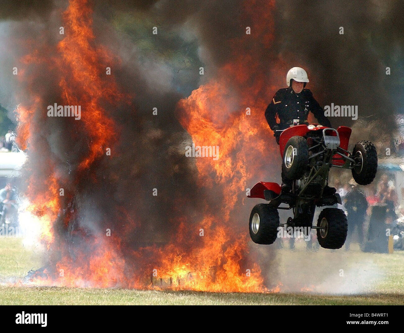 Royal Signals White Helmets motorcycle display team A rider drives ...