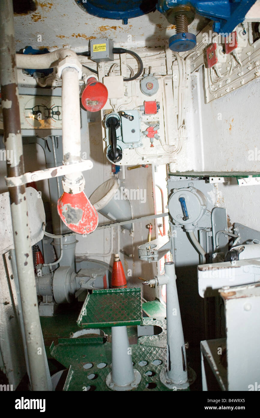 Inside of HMS Belfast the World War Two battleship moored on the River ...