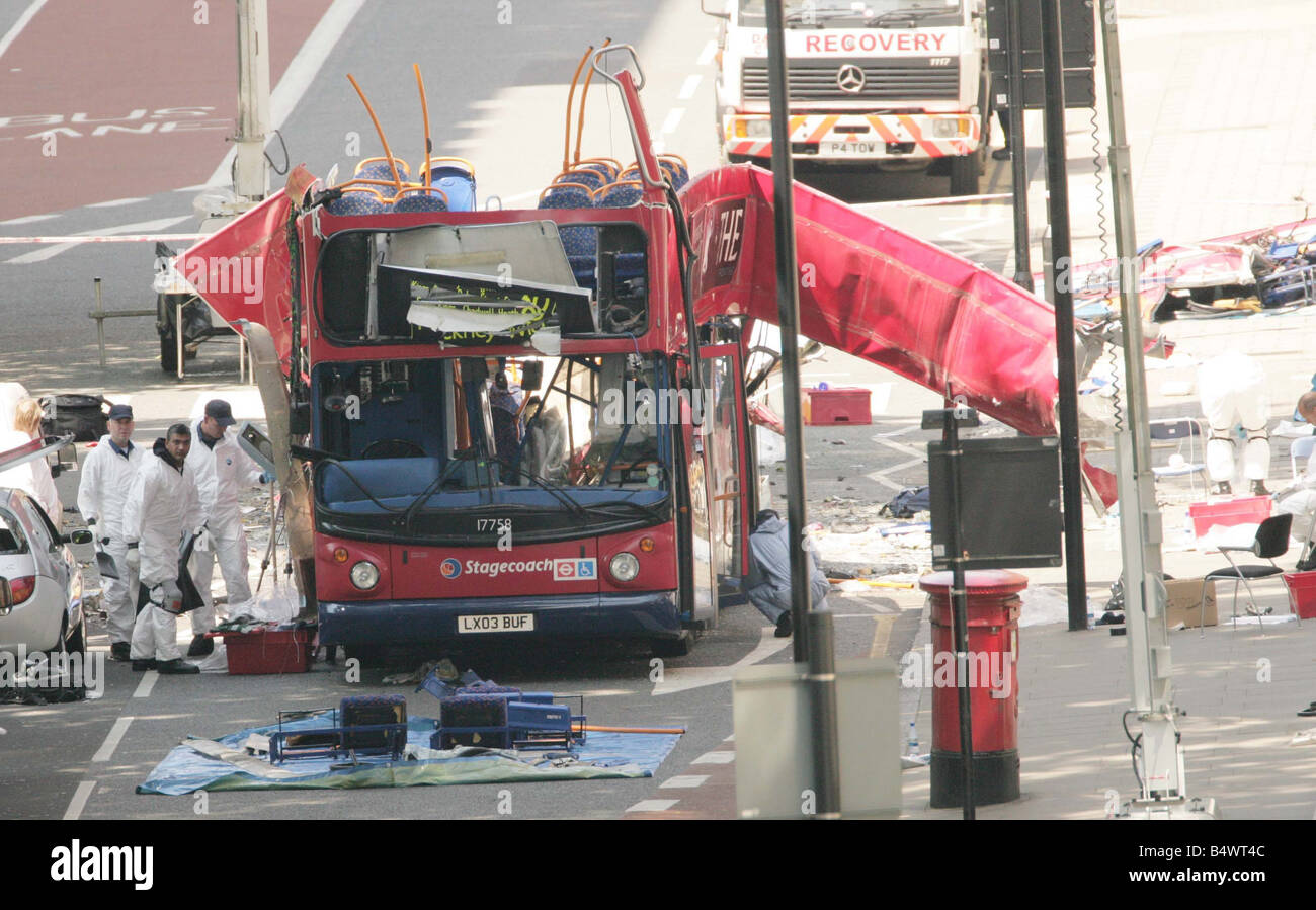 The blown up bus number 30 in Tavistock Square on Sunday 3 days after ...