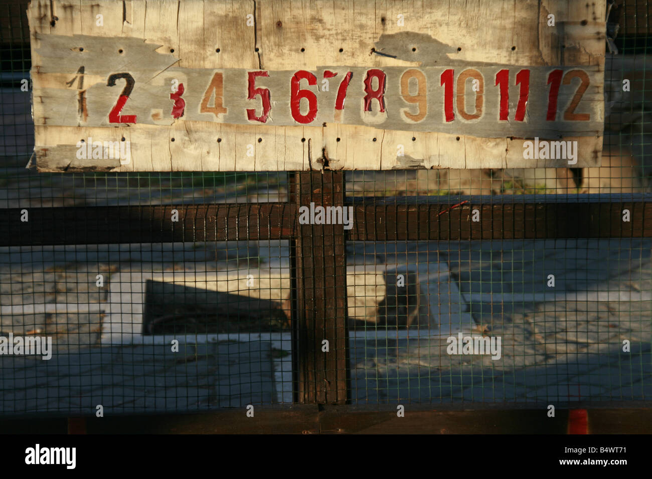 old faded wooden scoreboard at bowls bocce pitch Stock Photo - Alamy