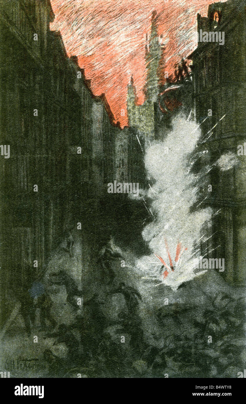 events, First World War/WWI, aerial warfare, aircraft bomb, postcard ...