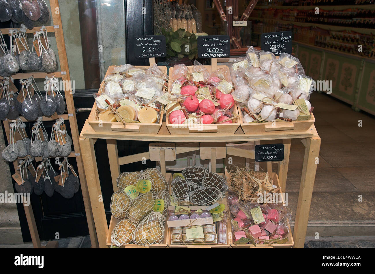 Market stall selling soap hi-res stock photography and images - Alamy