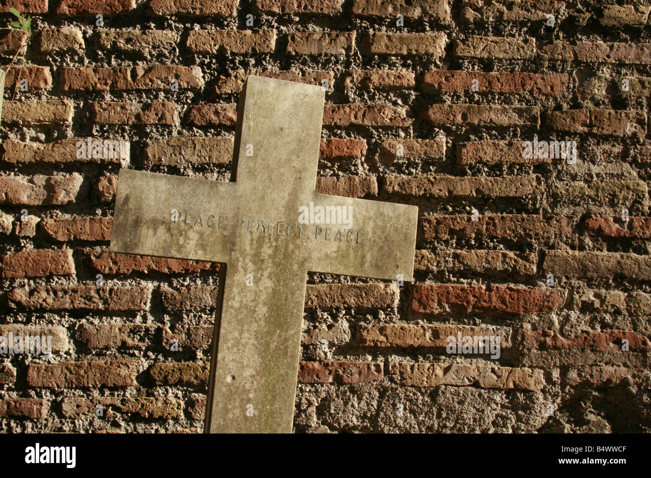 Old cross gravestone in protestant cemetery hi-res stock photography ...