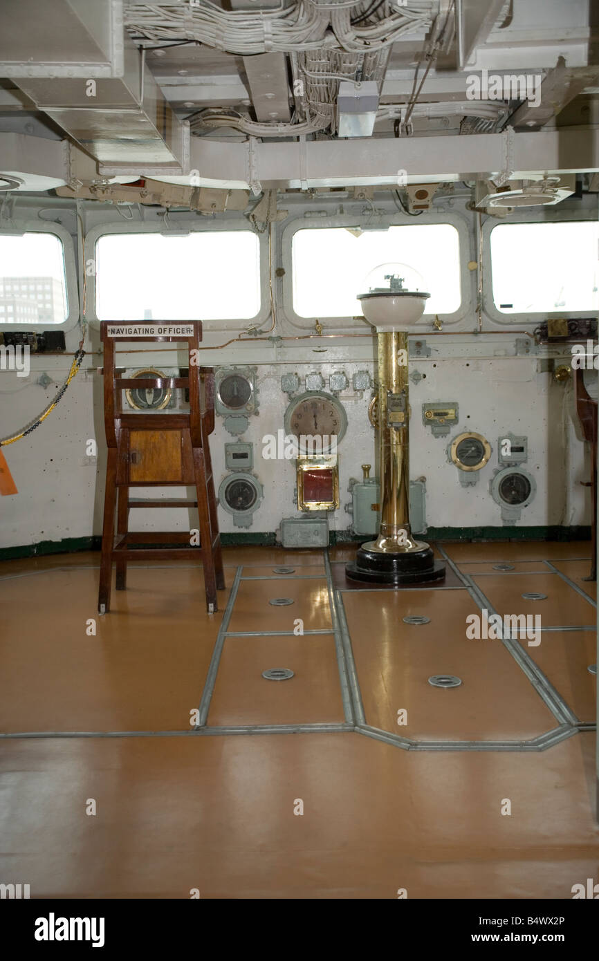 Captain's bridge on HMS Belfast the World War Two battleship moored on ...