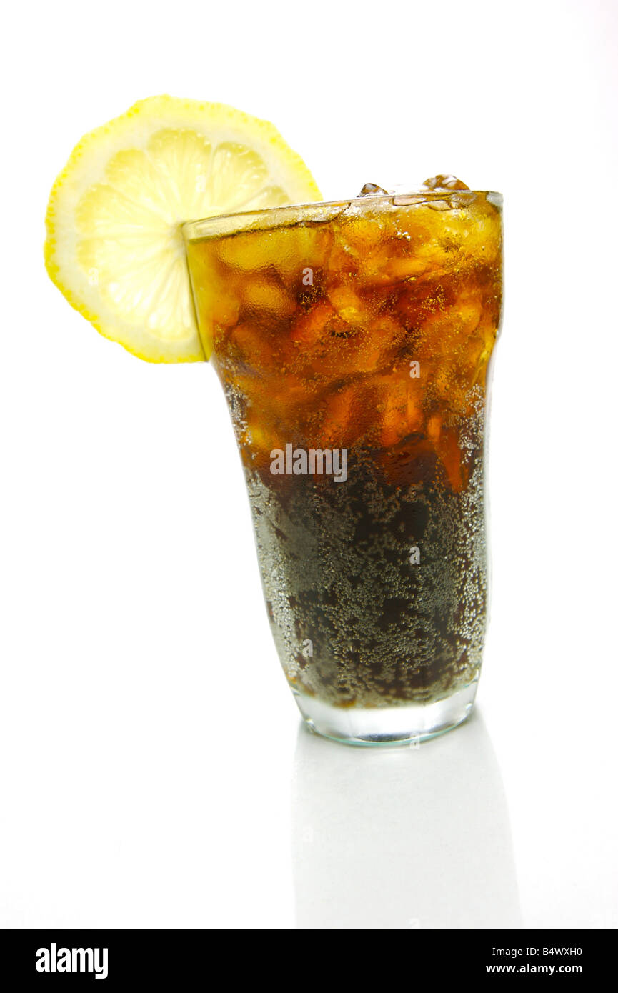 A glass of lemon cola isolated against a white background Stock Photo ...