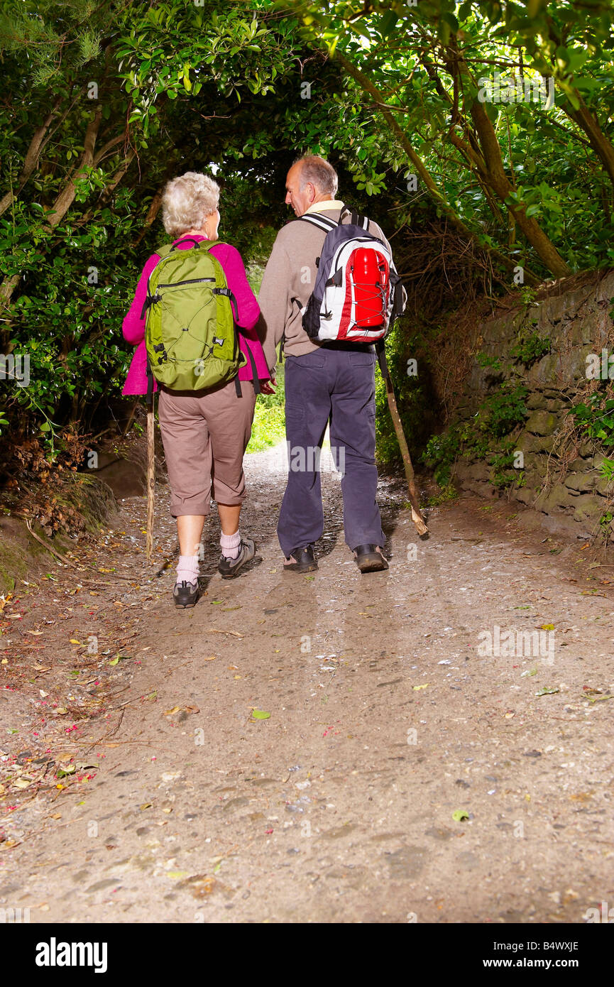 Senior couple hiking Stock Photo - Alamy