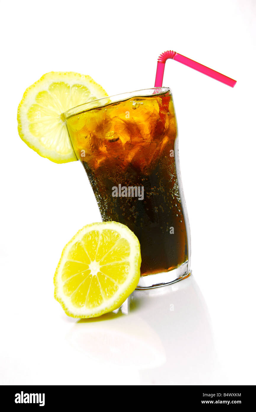 A glass of lemon cola isolated against a white background Stock Photo ...