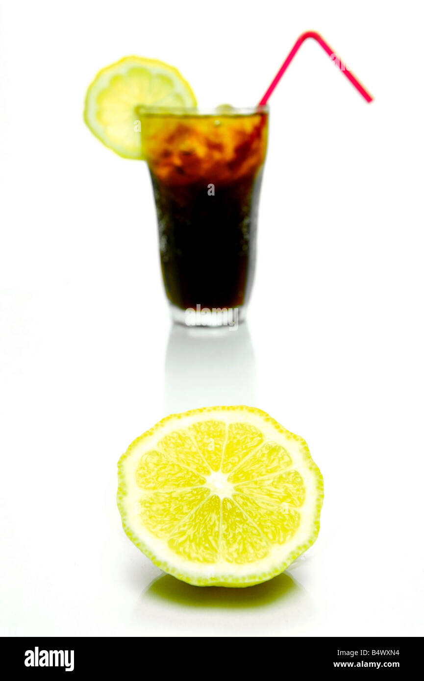 A glass of lemon cola isolated against a white background Stock Photo ...