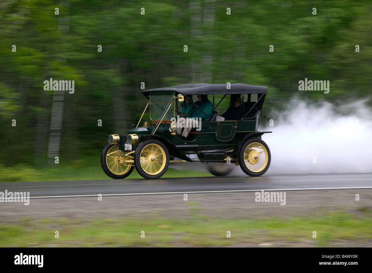 Stanley Steam car at speed on country road Stock Photo - Alamy