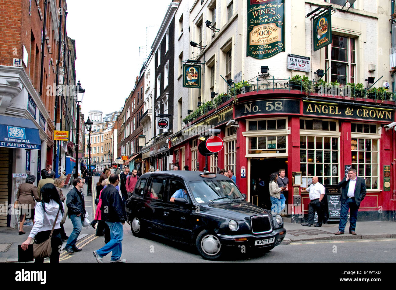 London pub Soho West End cab taxi Stock Photo - Alamy