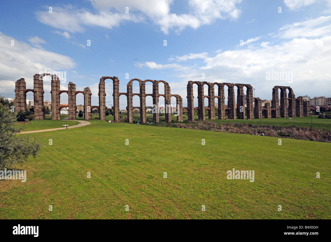 Part of ancient Roman Aqueduct Acueducto de los Milagros in Merida ...