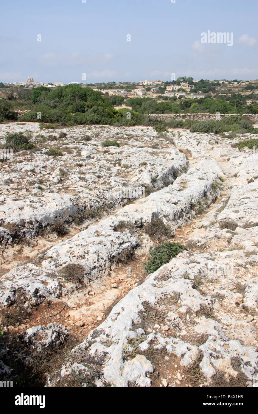 The "Cart Ruts" of "Clapham Junction" in Malta Stock Photo - Alamy