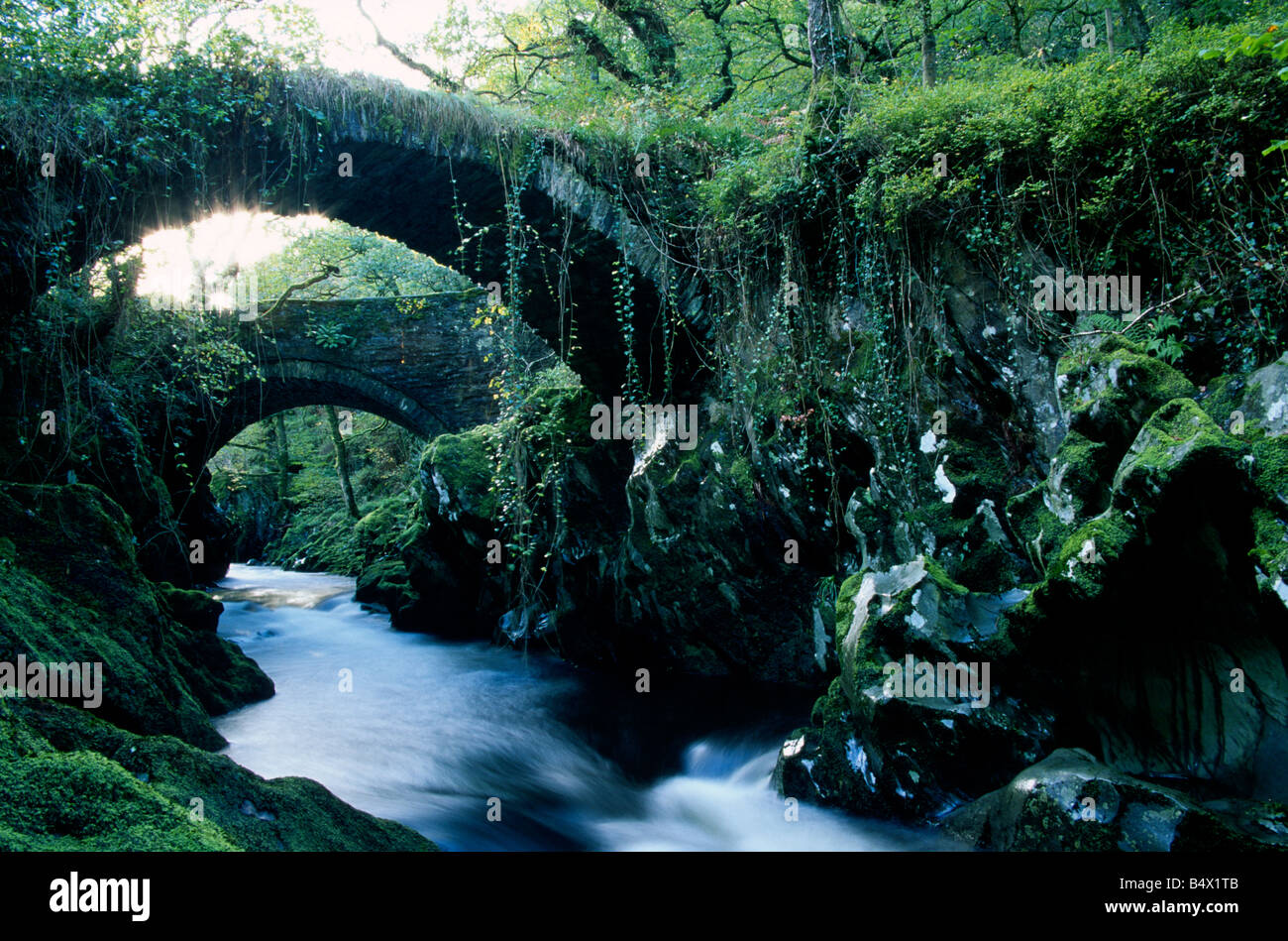 Roman Bridge Penmachno Snowdonia North Wales Stock Photo - Alamy