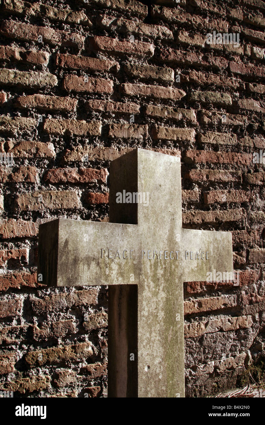 Old cross gravestone in protestant cemetery hi-res stock photography ...