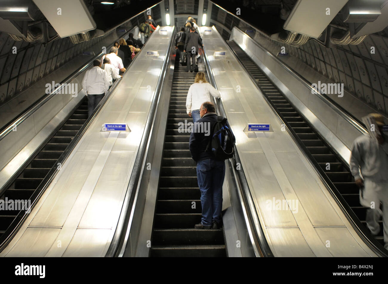 Escalator on Jubilee line at Waterloo station London Stock Photo - Alamy