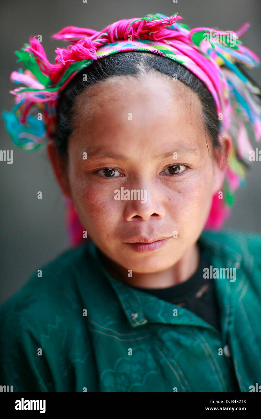White Hmong tribeswoman at the market in Meo Vac, Ha Giang Province ...