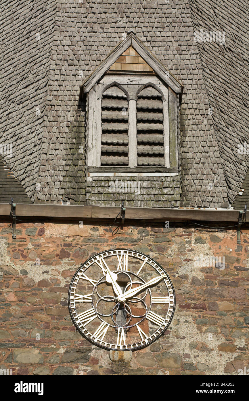 St Dubricius Anglican Church, Church clock and roof, Porlock, Somerset ...