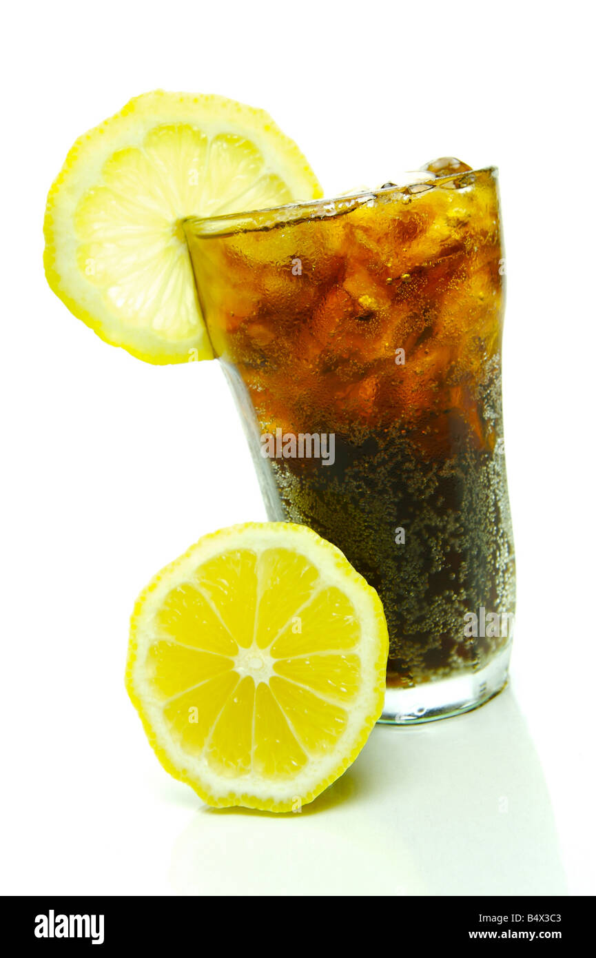 A glass of lemon cola isolated against a white background Stock Photo ...