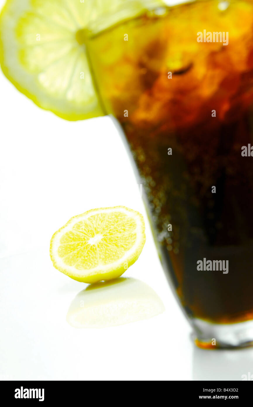 A glass of lemon cola isolated against a white background Stock Photo ...