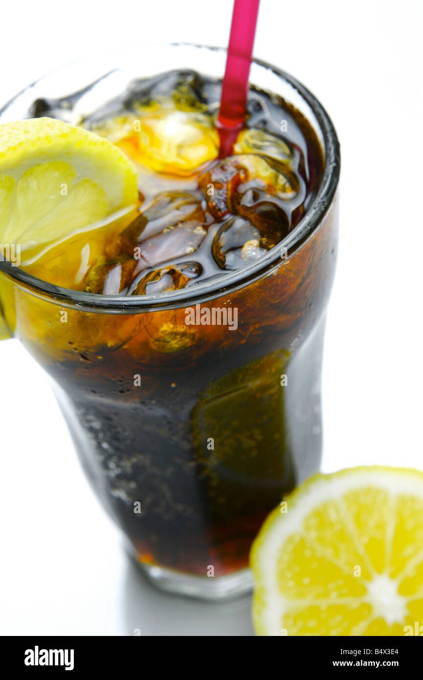 A glass of lemon cola isolated against a white background Stock Photo ...