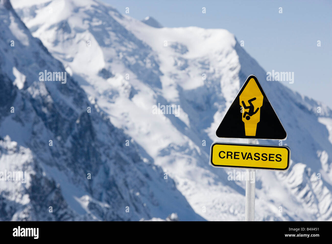 Danger crevasses sign Stock Photo - Alamy