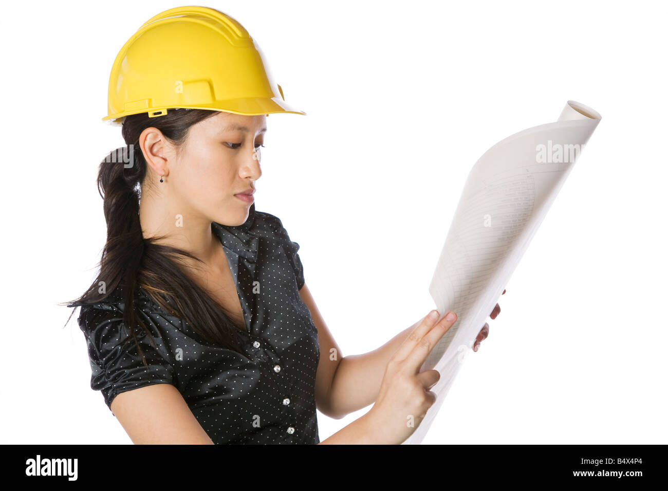 Asian engineer architect isolated against white background Stock Photo ...