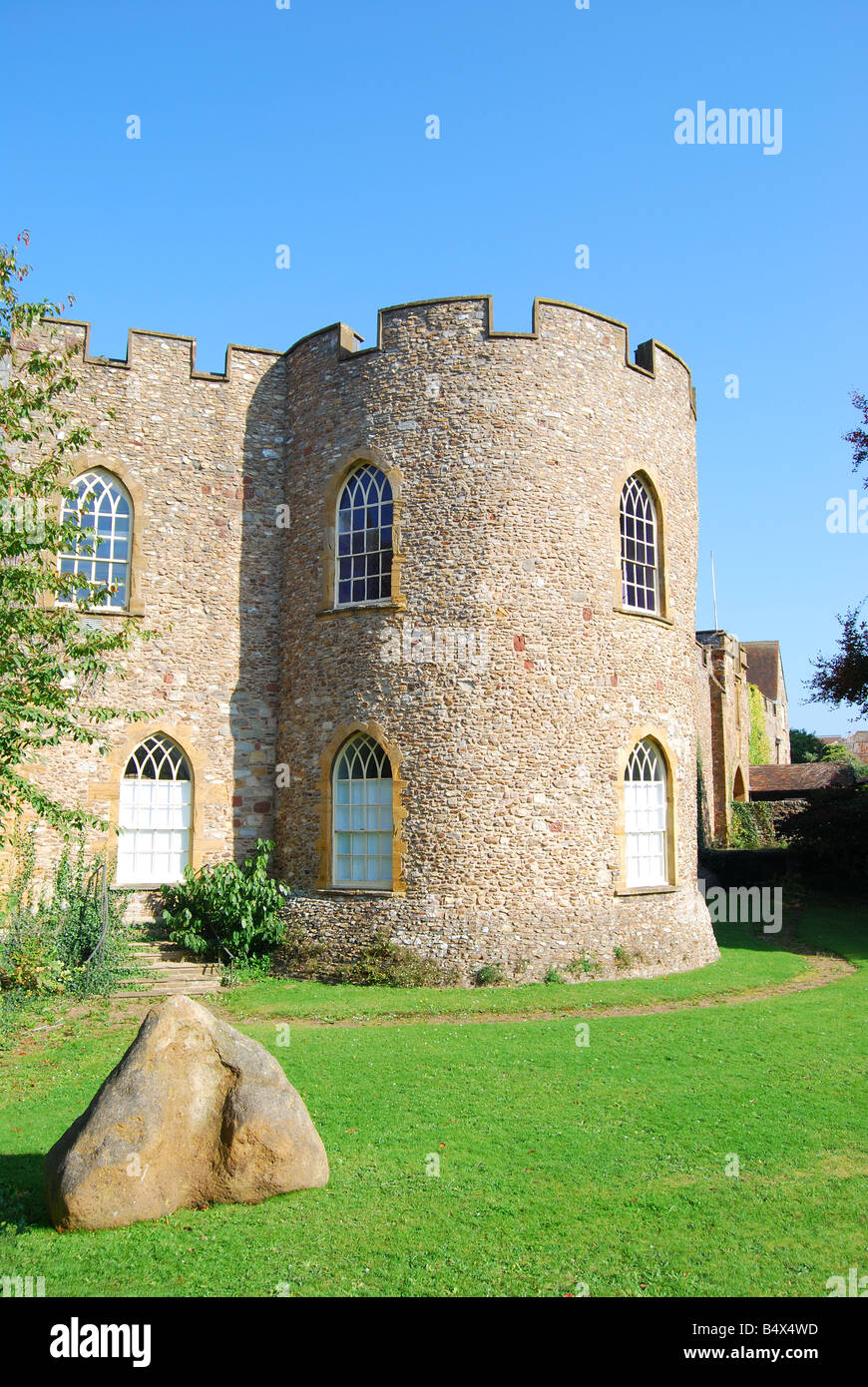 Outer wall and tower, Taunton Castle, Taunton, Somerset, England ...