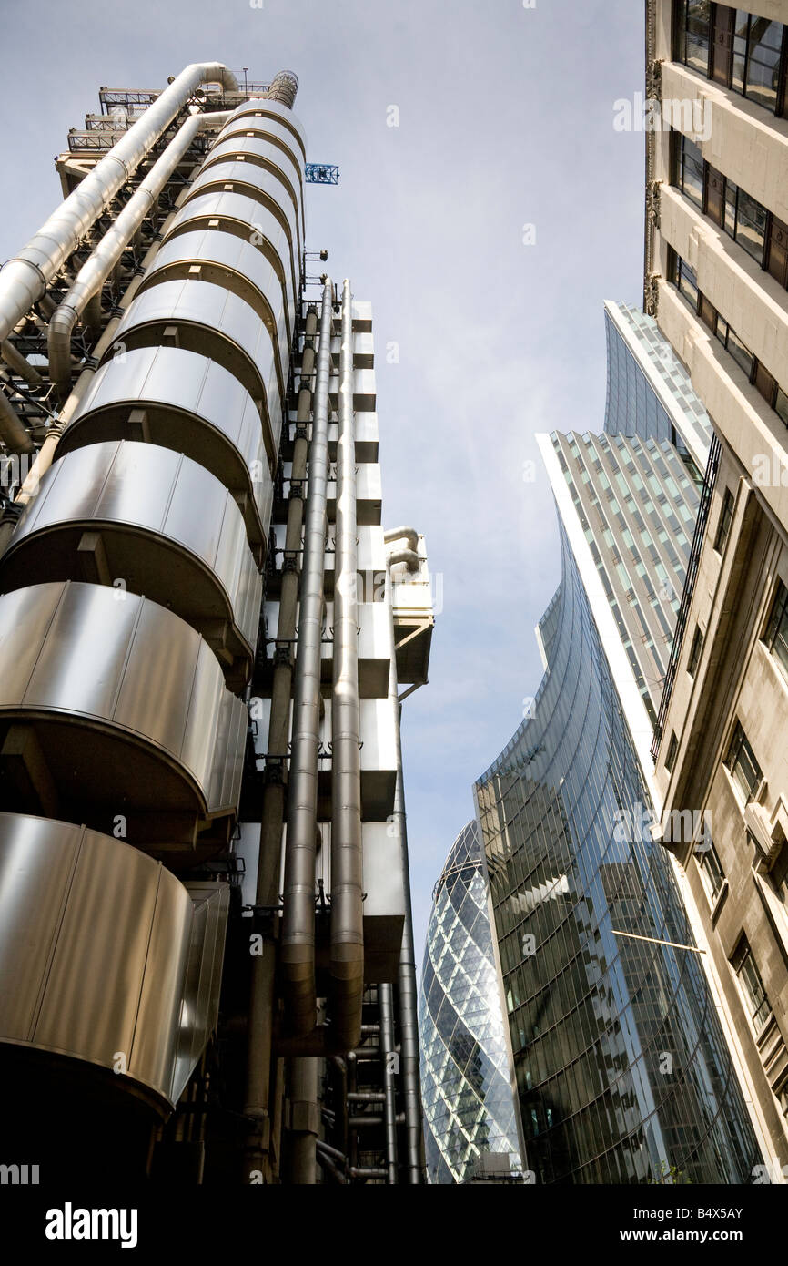 Iconic architecture on Lime Street City of London - Lloyds of London ...