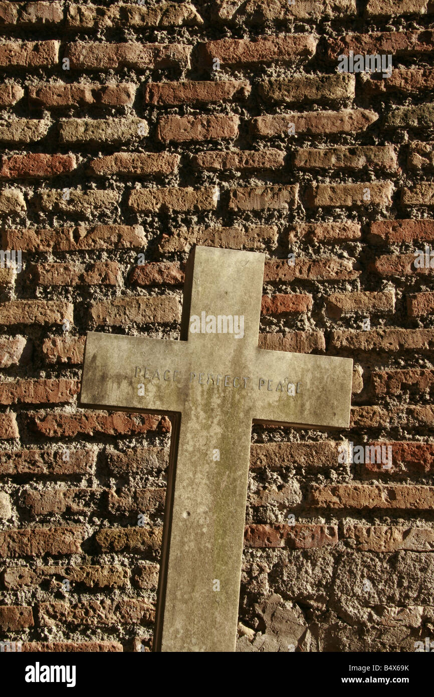 Old cross gravestone in protestant cemetery hi-res stock photography ...