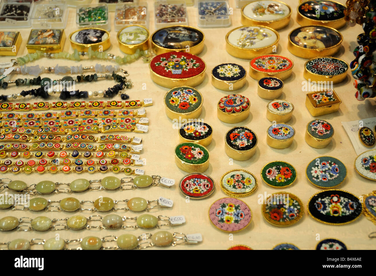 Miniature mosaic items in the lovely Town of Bellagio on Lake Como in ...