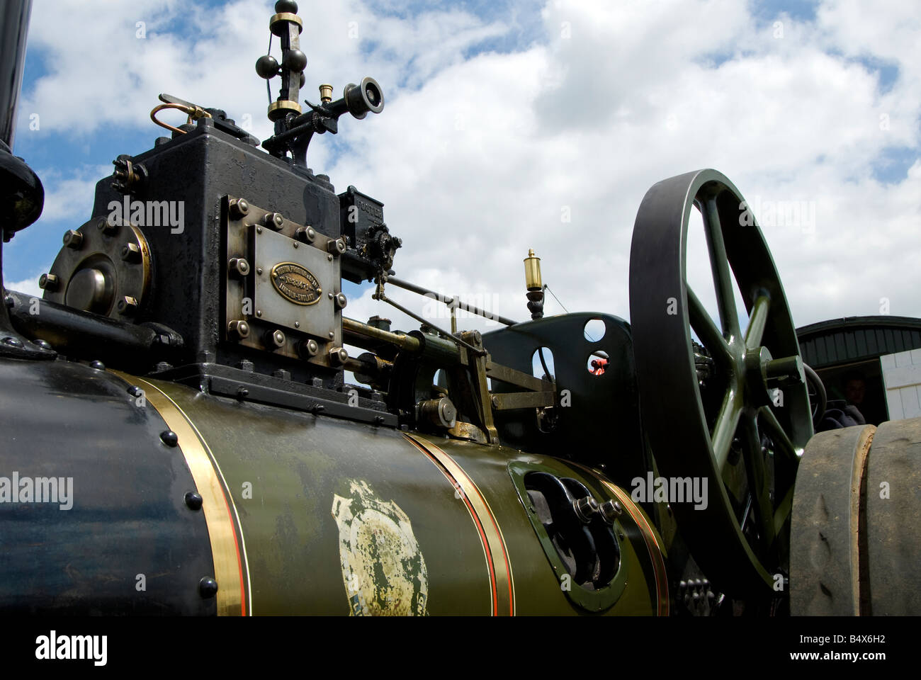 The fire box and pulleys on a Rushton Proctor steam traction engine at ...