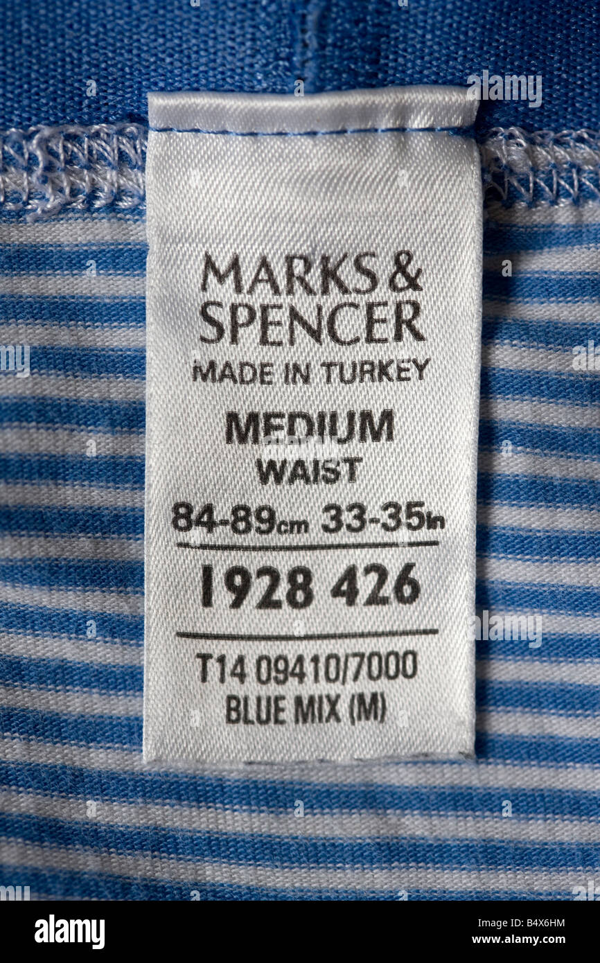Size Medium Marks and Spencer Clothing Label Stock Photo - Alamy