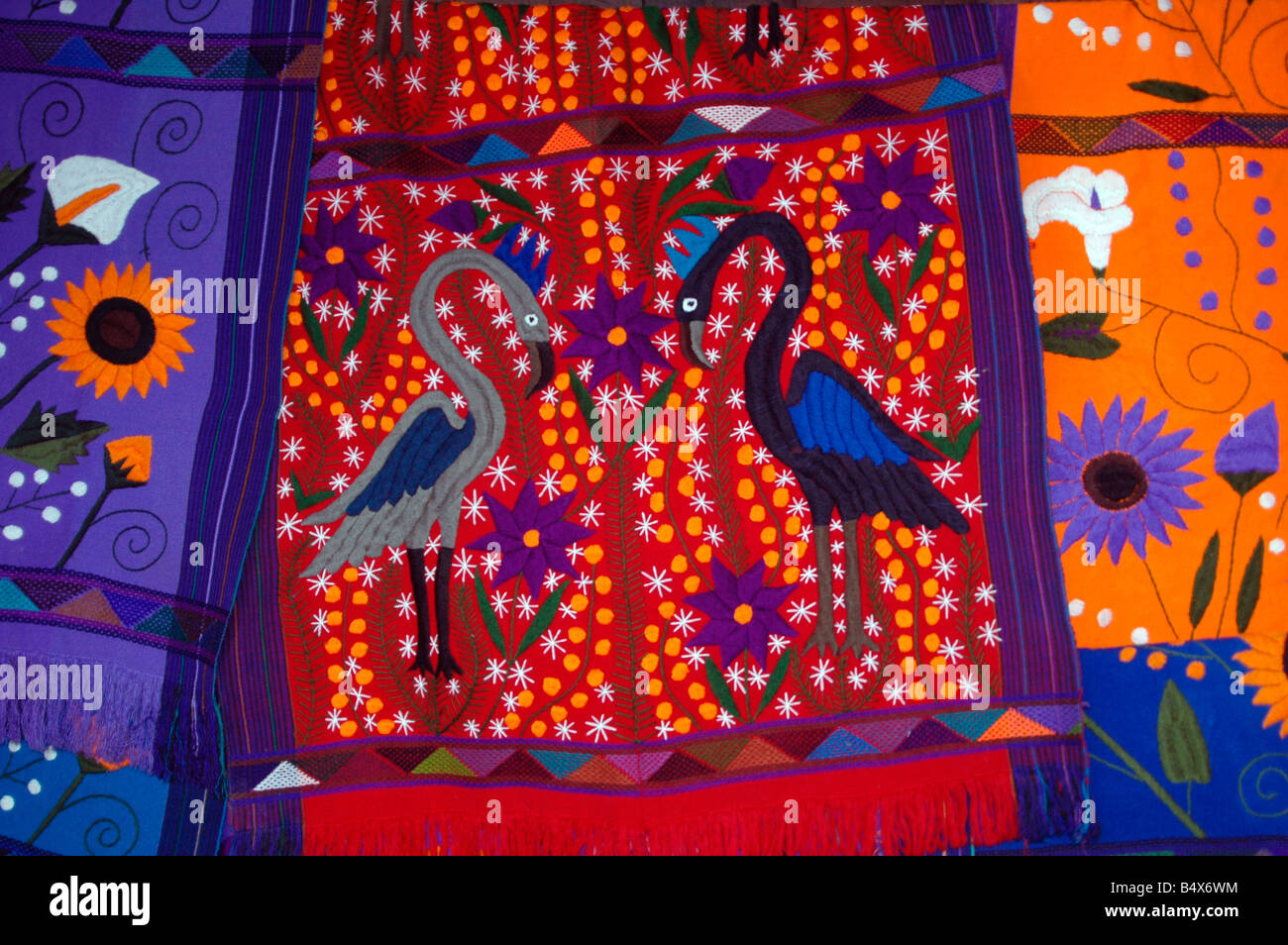 Bright woven traditional Mexican fabric Stock Photo - Alamy