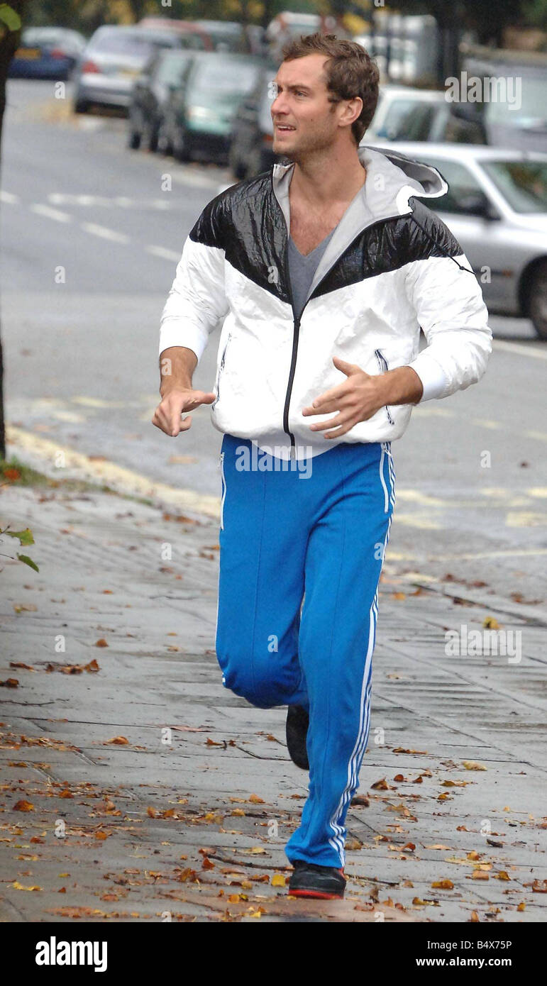 Jude Law jogging near his home in Maida Vale West London Stock Photo ...