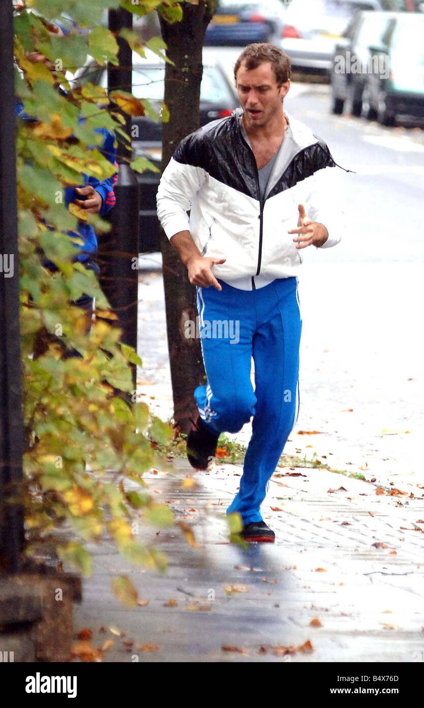 Jude Law jogging near his home in Maida Vale West London Stock Photo ...