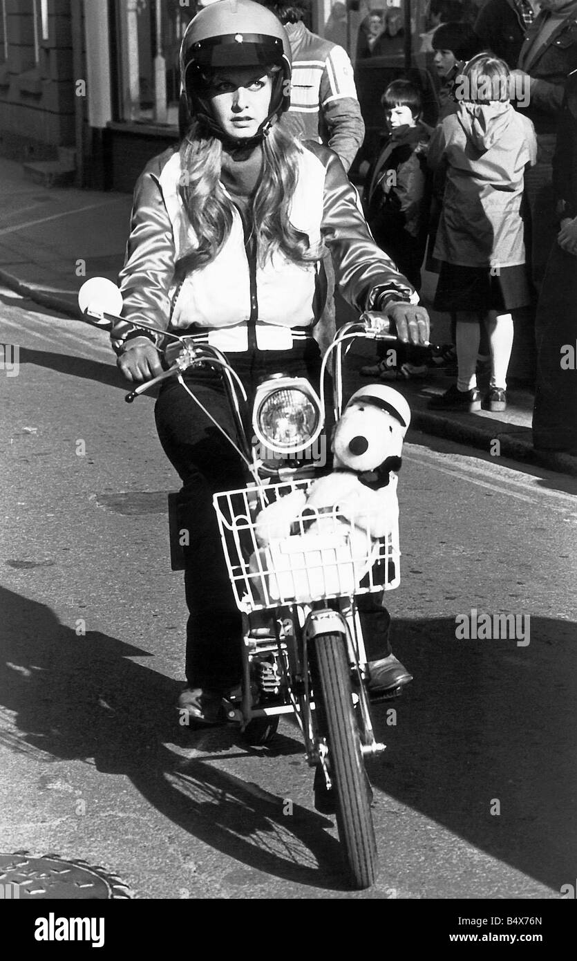 MotorCycles Twiggy shows how simple the moped is to drive April 1978 ...