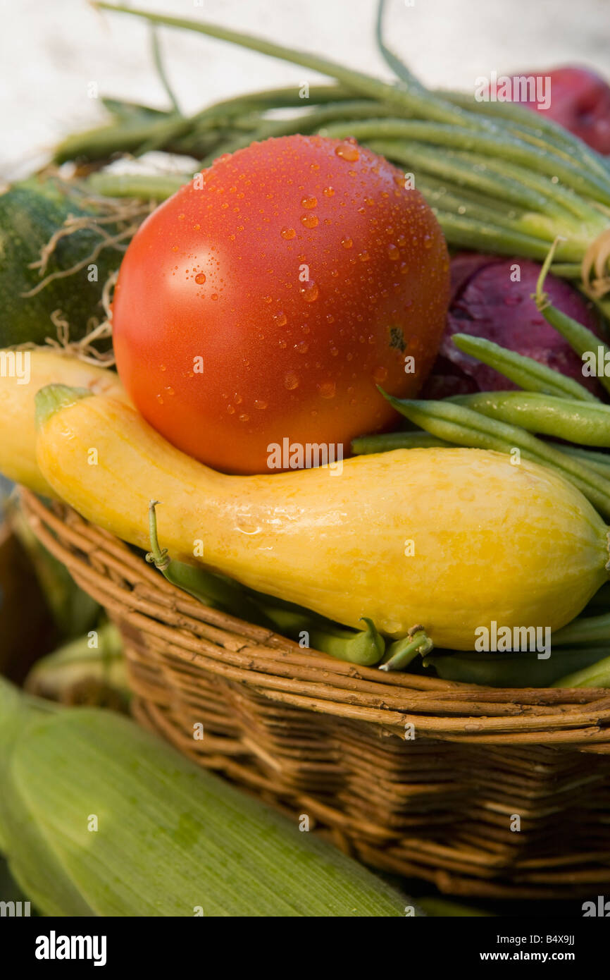 Basket of fresh vegetables Stock Photo - Alamy