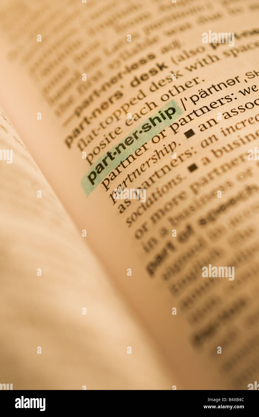 Definition of partnership in dictionary Stock Photo - Alamy