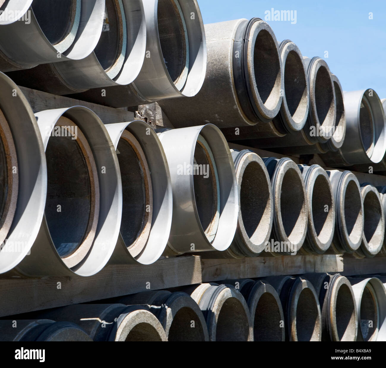 Rows of industrial sewer pipes Stock Photo - Alamy