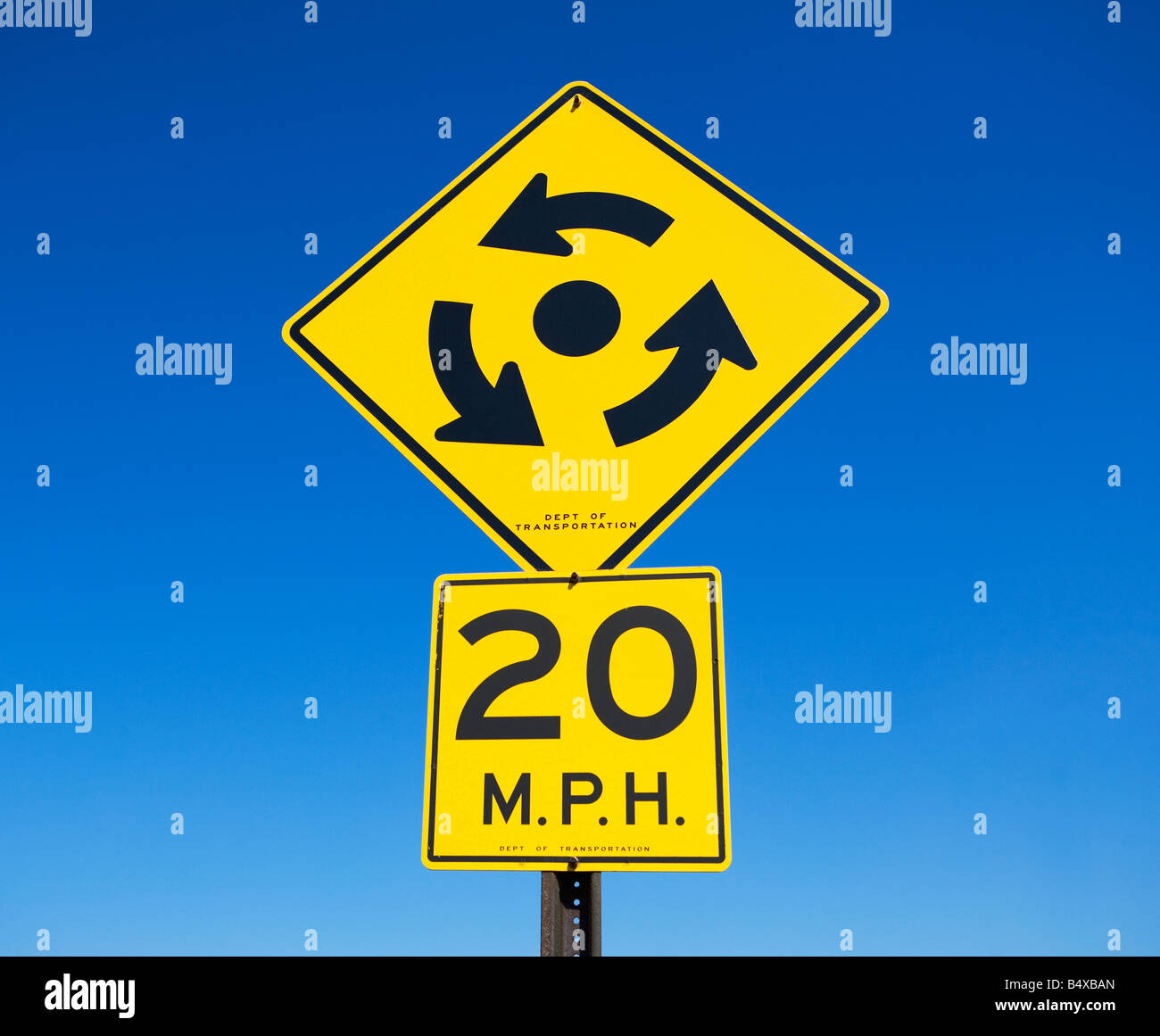 Traffic sign for roundabout Stock Photo - Alamy