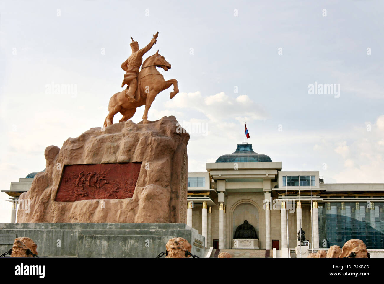 statue of Damdin Sukhbaatar in front of the Parliament building ...