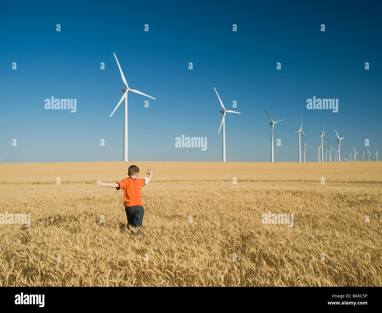 Boy running through field hi-res stock photography and images - Alamy