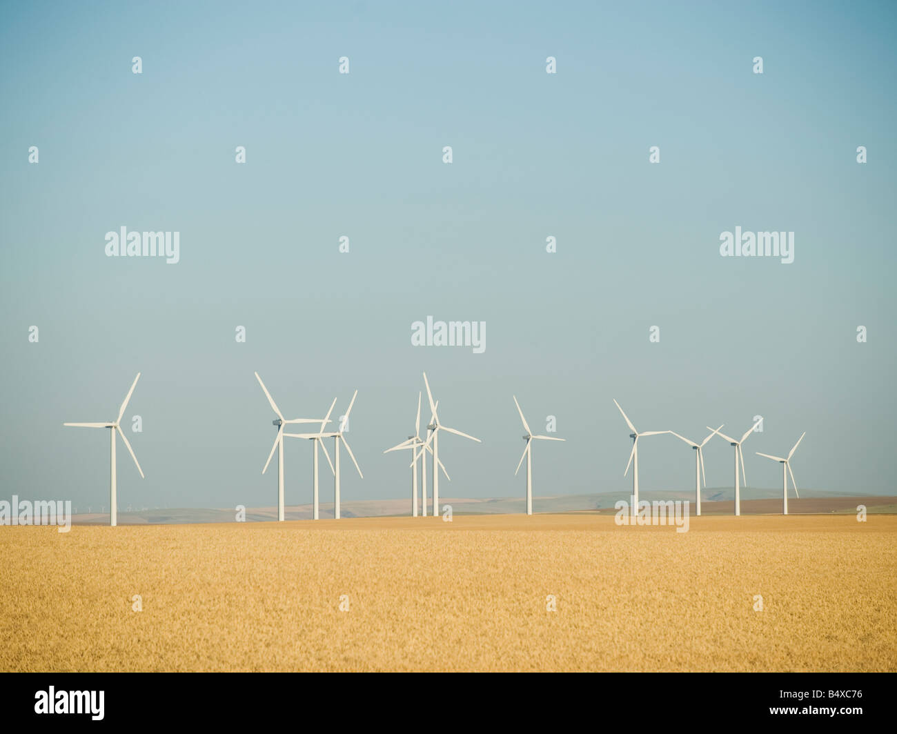 Row on windmills on wind farm Stock Photo - Alamy