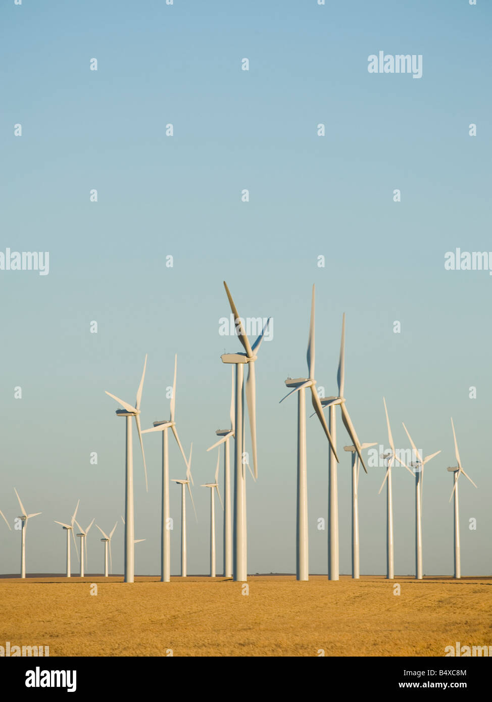 Rows of windmills on wind farm Stock Photo - Alamy